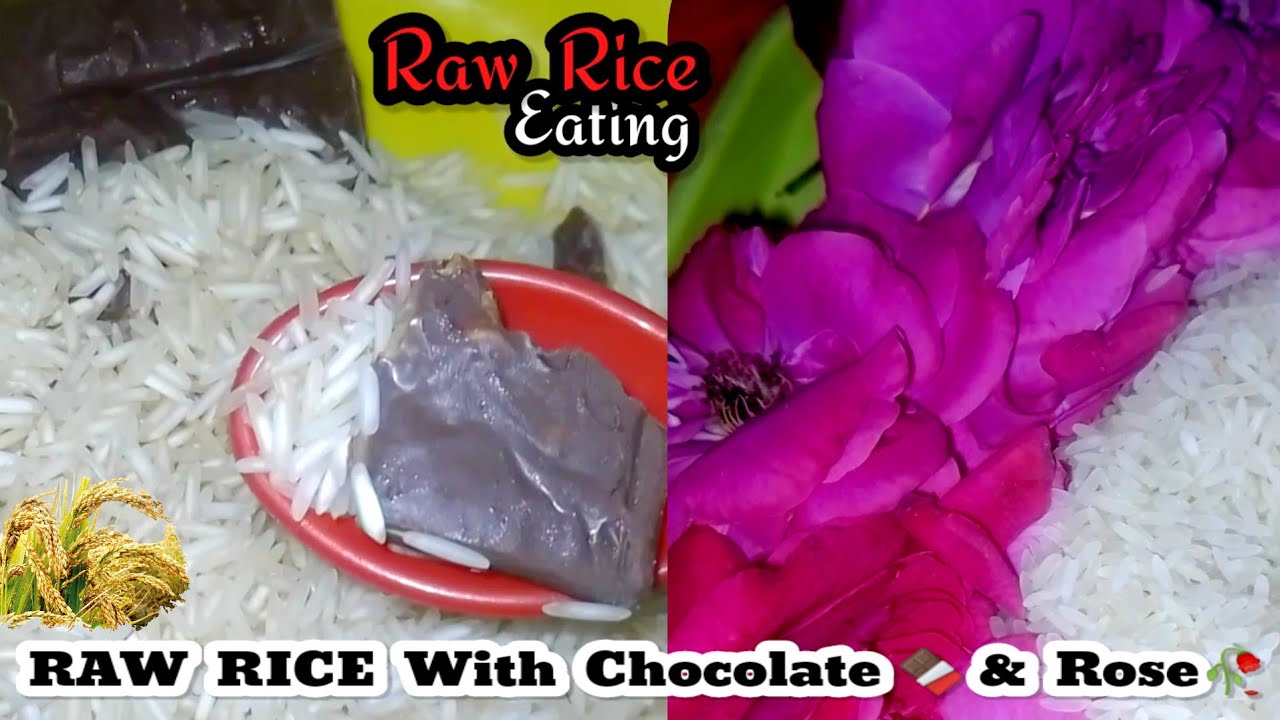 |183|EATING RAW Rice🌾 Rose Petals🥀 And CHOCOLATE 🍫| CRUNCHY & JUICE ...