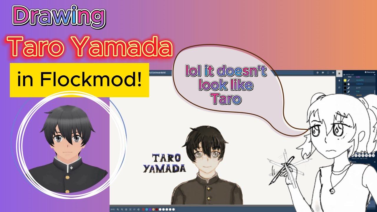 Drawing Taro Yamada in Flockmod with my sister!!! The end result is.... - YouTube