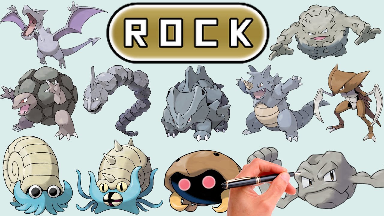 Desenhando todos os Pokémon do tipo Pedra da Geração 1 | Pokémon ...