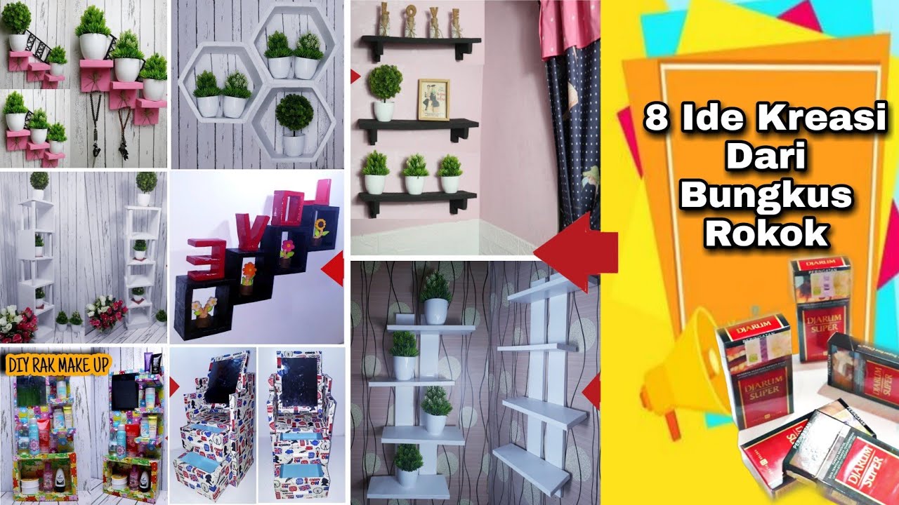 8 IDE KREASI Dari Bekas Bungkus Rokok || DIY Wall Shelves From ...