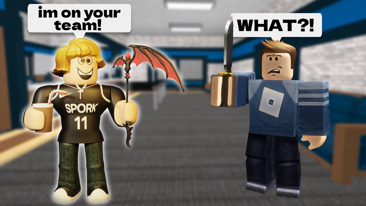 Trolling with a FAKE KNIFE in mm2! Funny Moments - YouTube