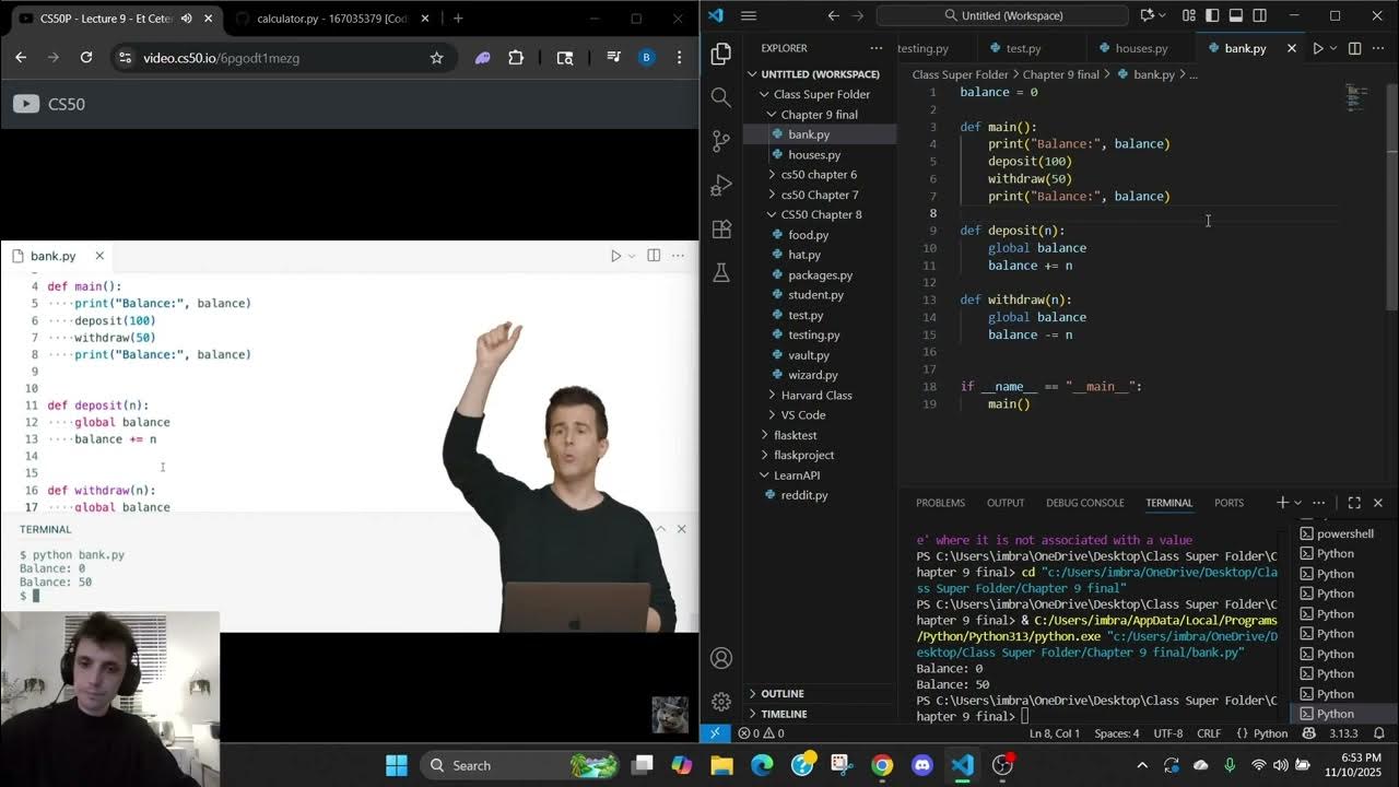 Learning Python - Day 116 - FINAL CHAPTER LECTURE CS50 - YouTube