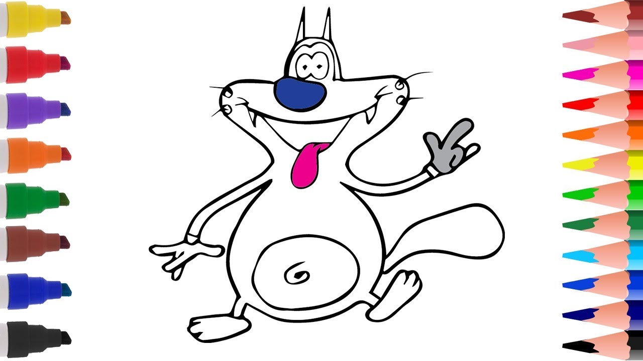 Learn Colors with Coloring Pages How to Draw Oggy Cartoons for Kids ...