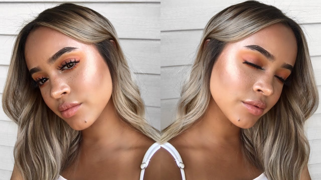 WARM ORANGE EYE MAKEUP AND FAKE FRECKLES TUTORIAL | Maria Bethany - YouTube