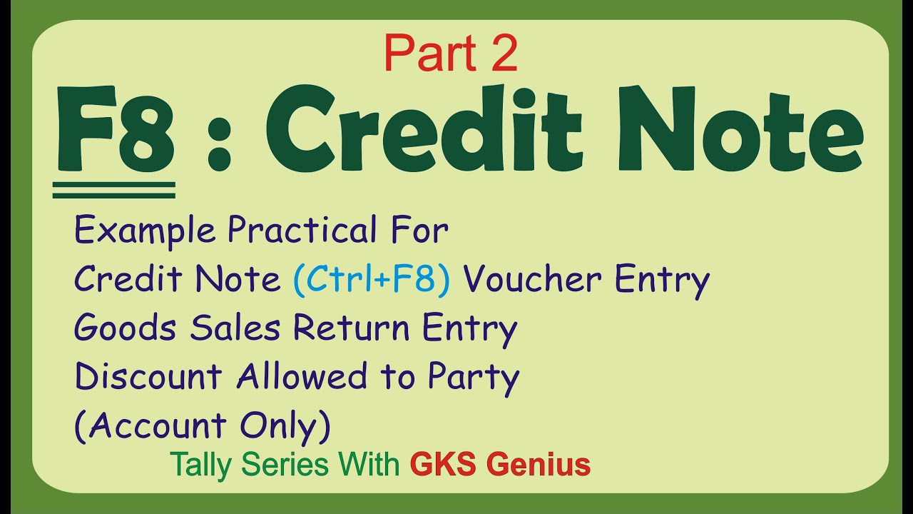 Credit Note Entry In Tally ERP 9 In Hindi Part 2 By Gaurav YouTube credit-note-entry-in-tally-erp-9-in-hindi-part-2-by-gaurav-youtube
