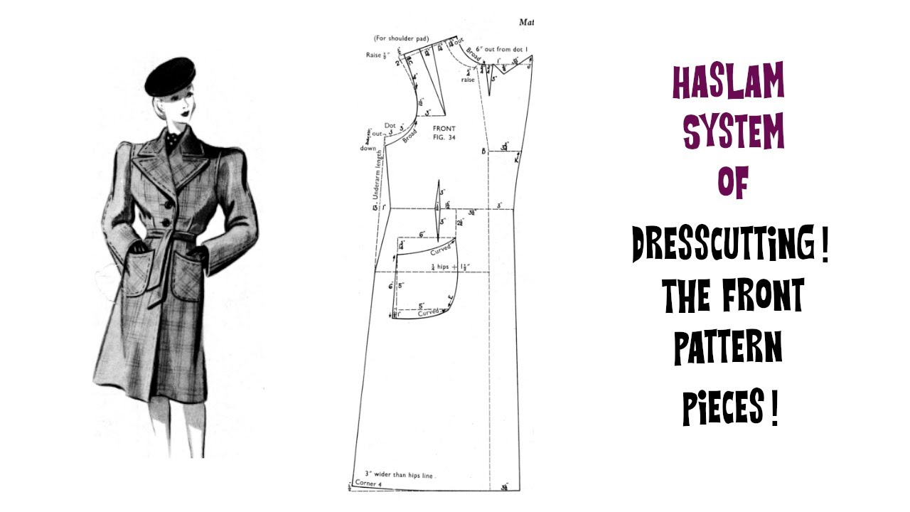 Haslam 1940s Coat Front Pattern Piece Tutorial! - YouTube