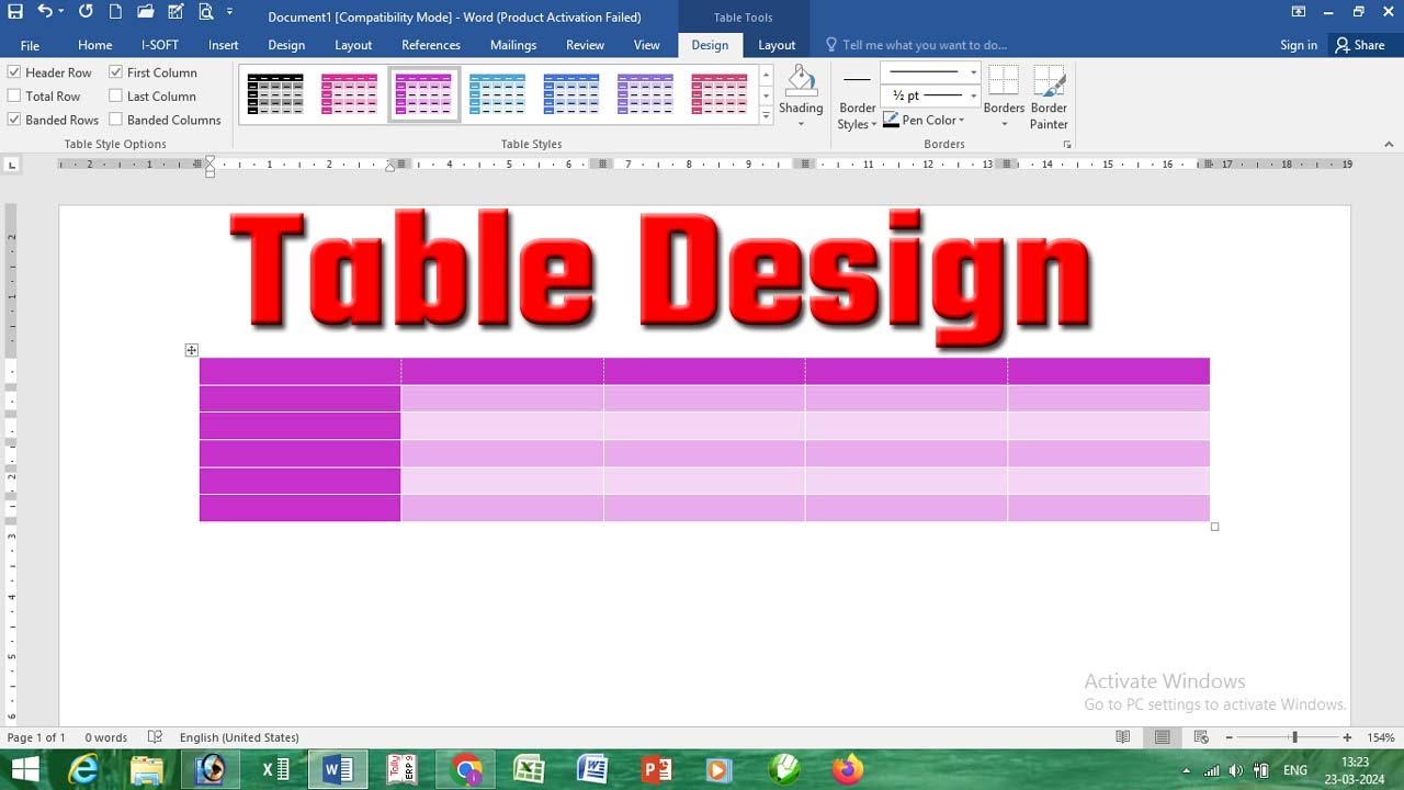 How to do Table Design In Ms word 2016 |Design Tab ka use kaise kare ...