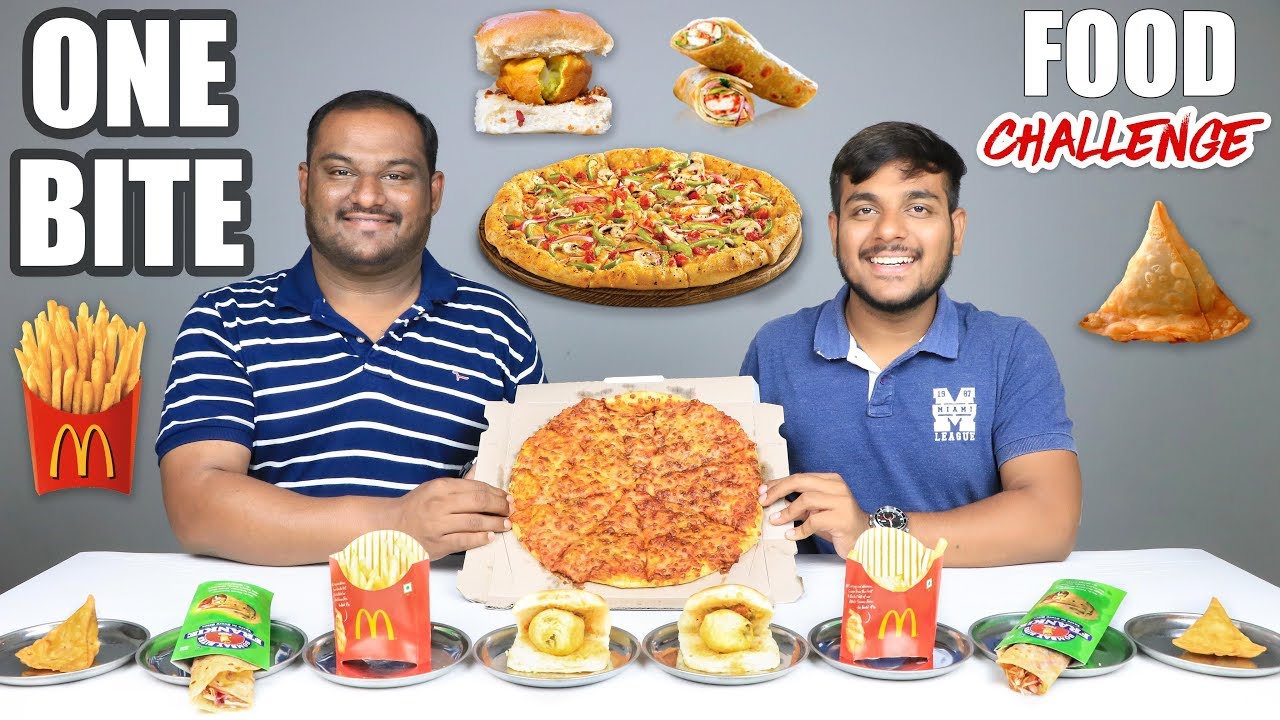 ONE BITE FOOD EATING CHALLENGE | One Bite Food Eating Competition ...
