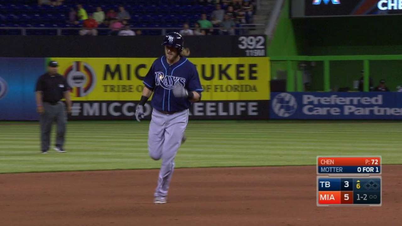 TB@MIA: Motter smacks a solo home run to center field - YouTube