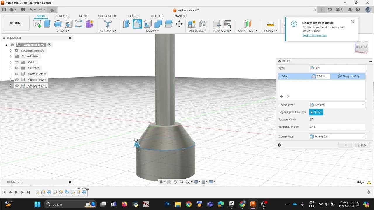 How to make a walking stick part #3 Autodesk Fusion 360 - YouTube
