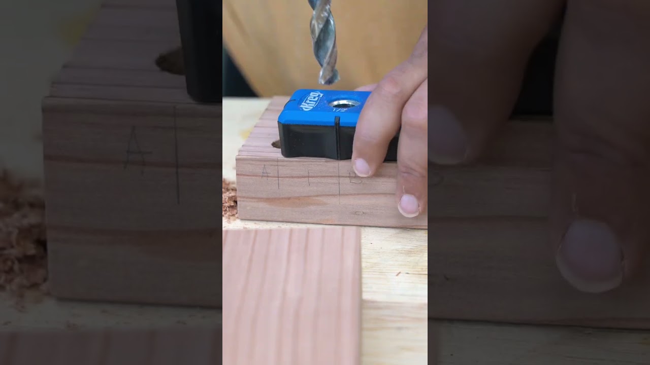 Dowel joinery test fit using a drill guide. #shorts #woodworking # ...