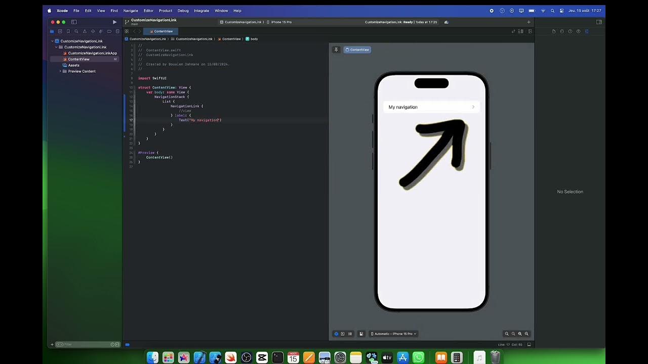 SwiftUI : Delete/Customize arrow Navigation Link in List - YouTube