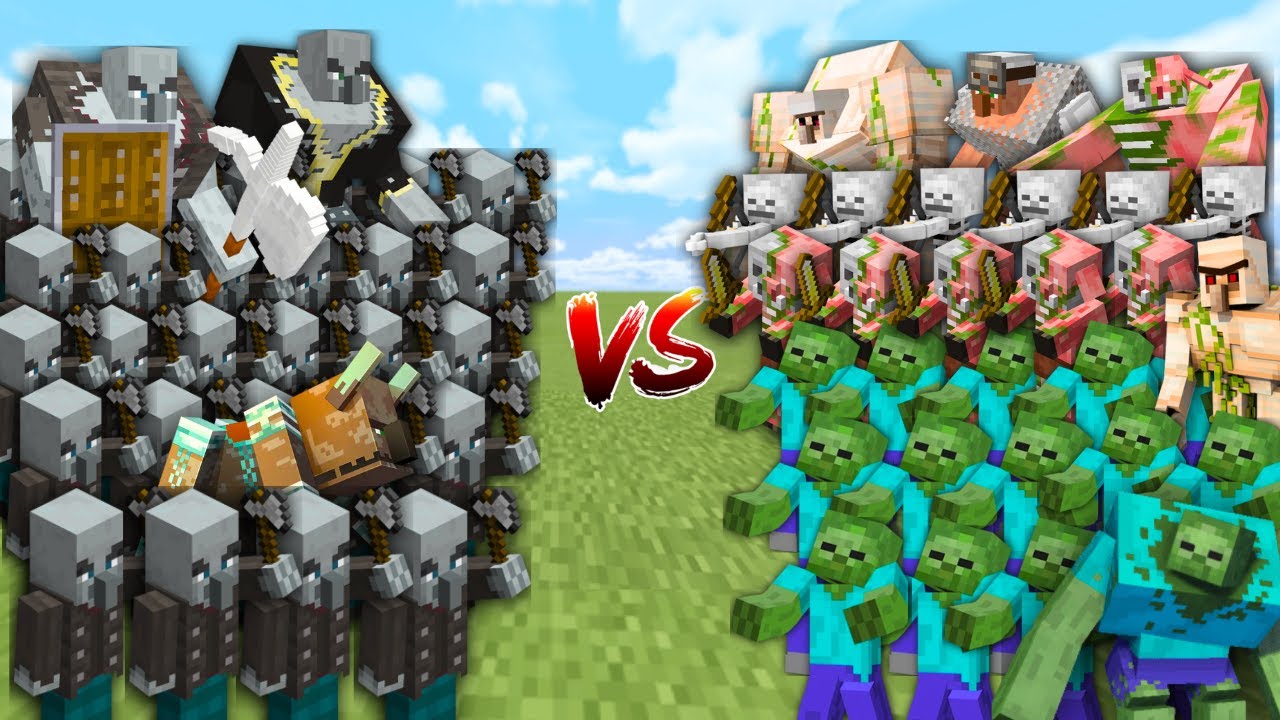 MINECRAFT RAID vs MINECRAFT in Minecraft Mob Battle - YouTube