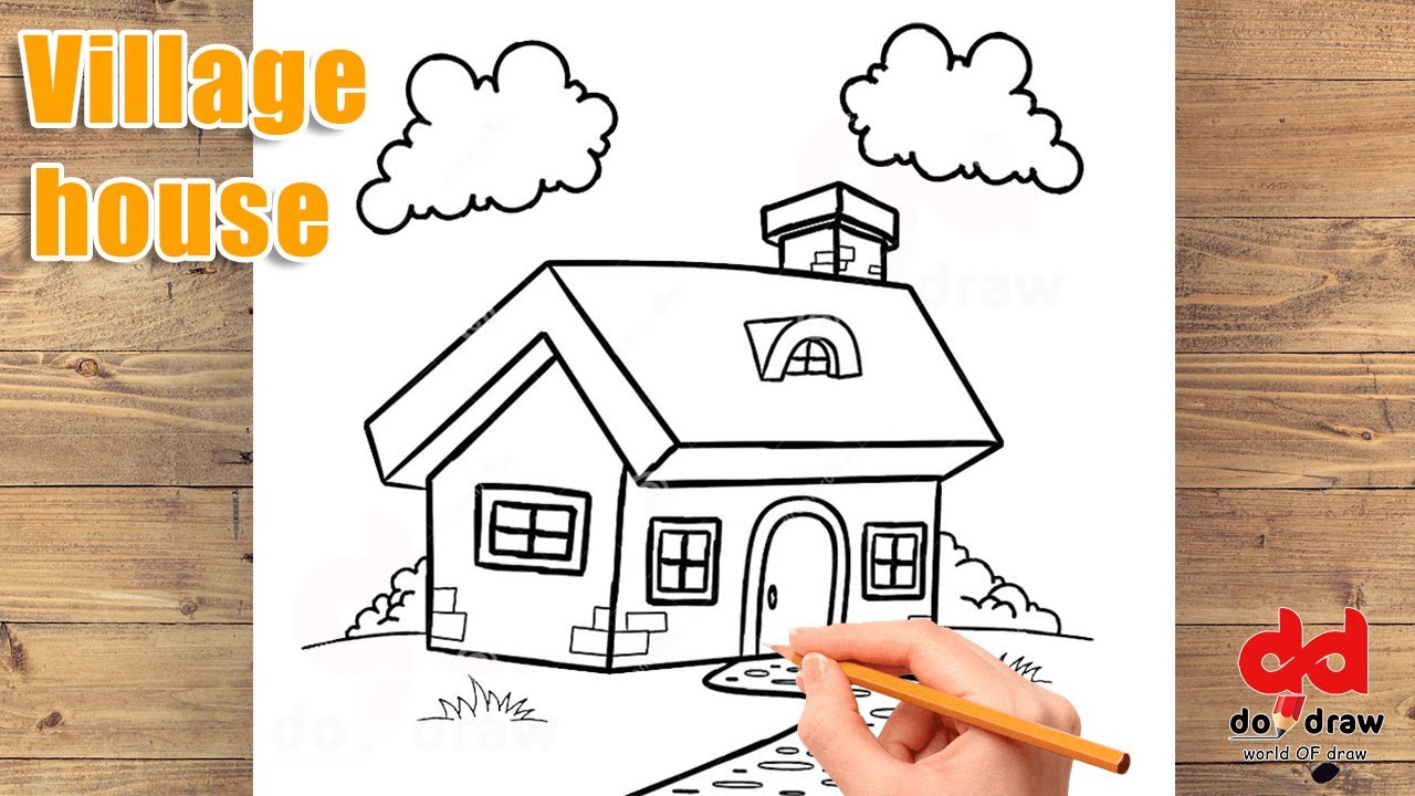 How to draw a simple Village house step by step #drawing #do_draw # ...