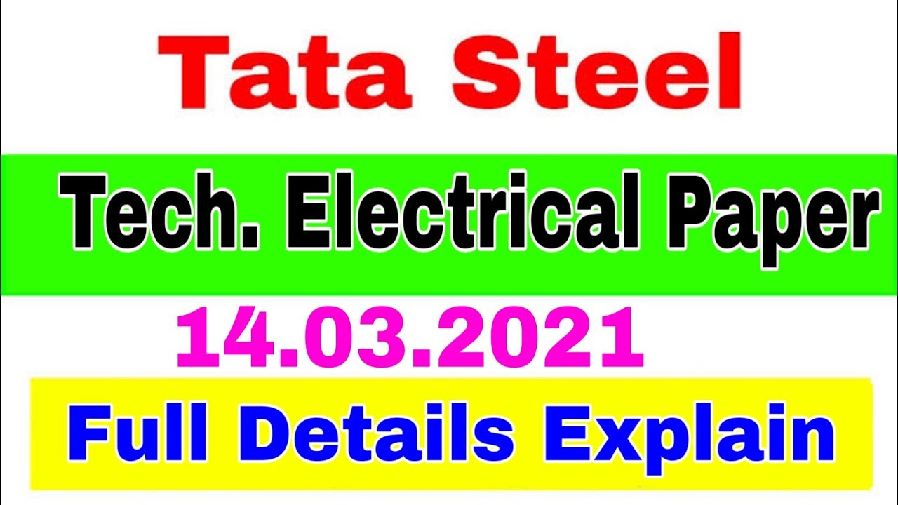 TATA Steel Paper 2021|| Technician Electrical 14 march 2021 Solved ...