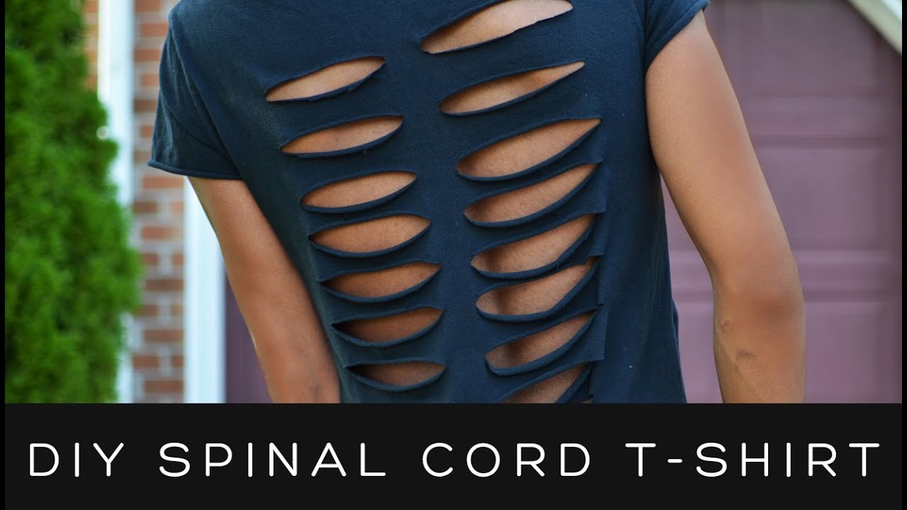 DIY SPINAL CORD CUT-OUT SHIRT | victoralexanderco - YouTube
