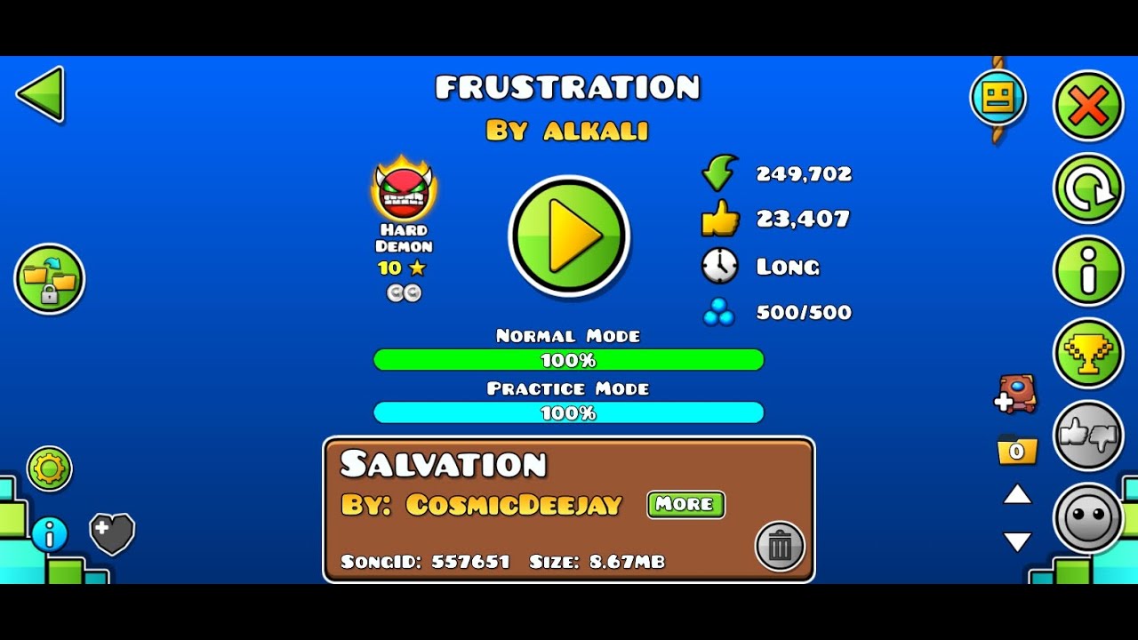 "2.1" "Frustration" 100% By Alkali (Hard Demon) | Geometry Dash 2.2 ...