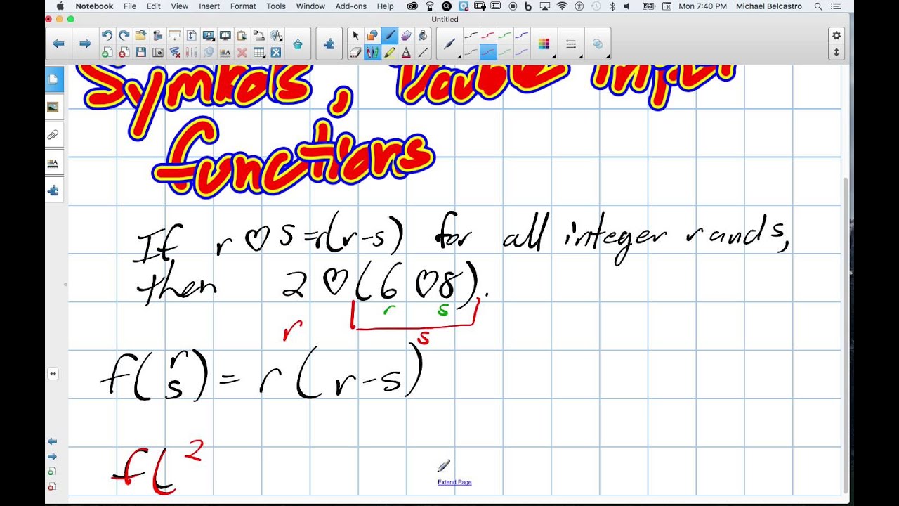 Math SATs Preperation, catagory Symbols, Double input Function Notation ...
