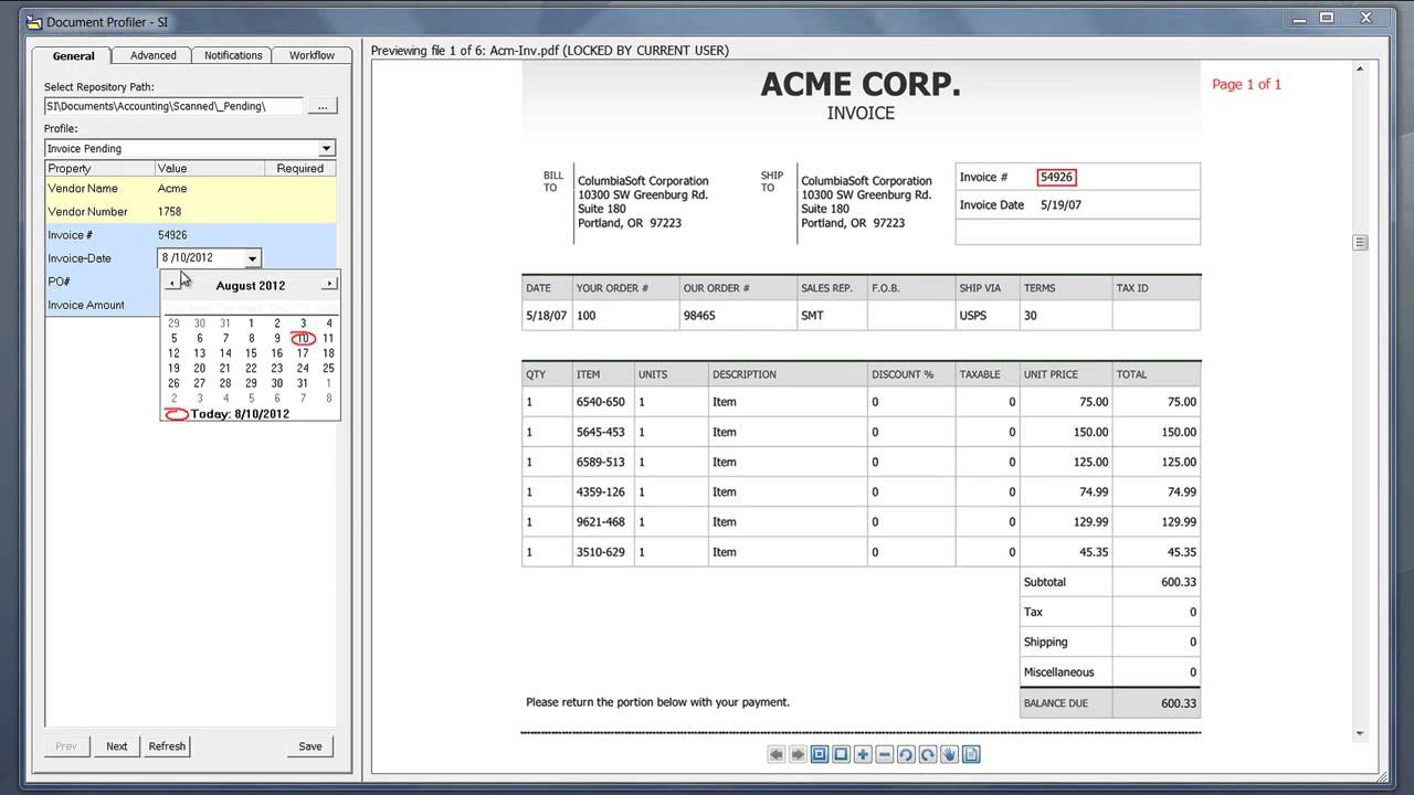 Learn how to use Document Locator's document profiler to profile invoices - YouTube