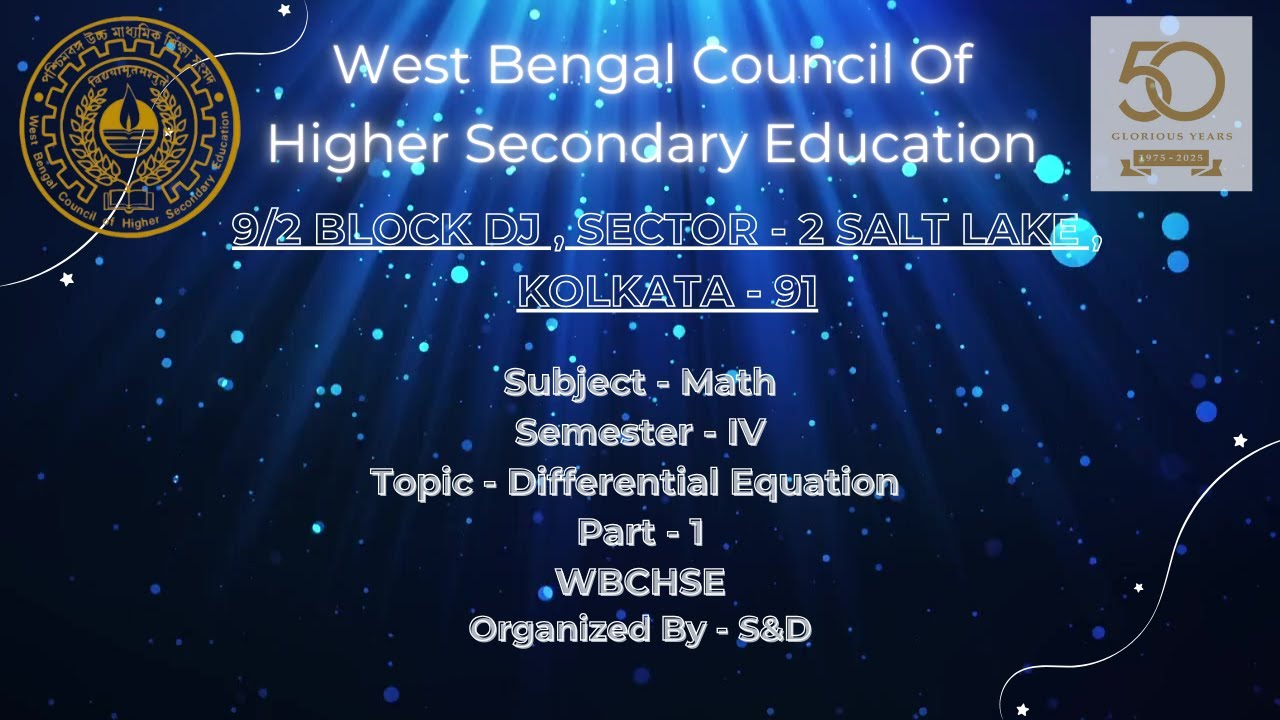 Math Semester - IV Topic - Differential Equation Part - 1 By WBCHSE ...