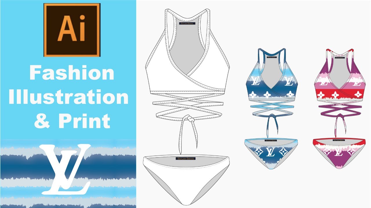 Part 2 Swimsuit top sketch on adobe illustrator | Louis Vuitton Escale ...