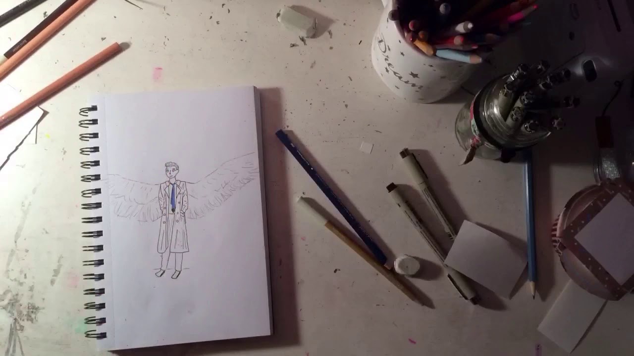 Castiel - speed drawing - YouTube