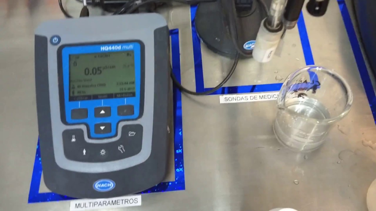 Calibración de sonda de conductividad del equipo HACH HQ440d - YouTube
