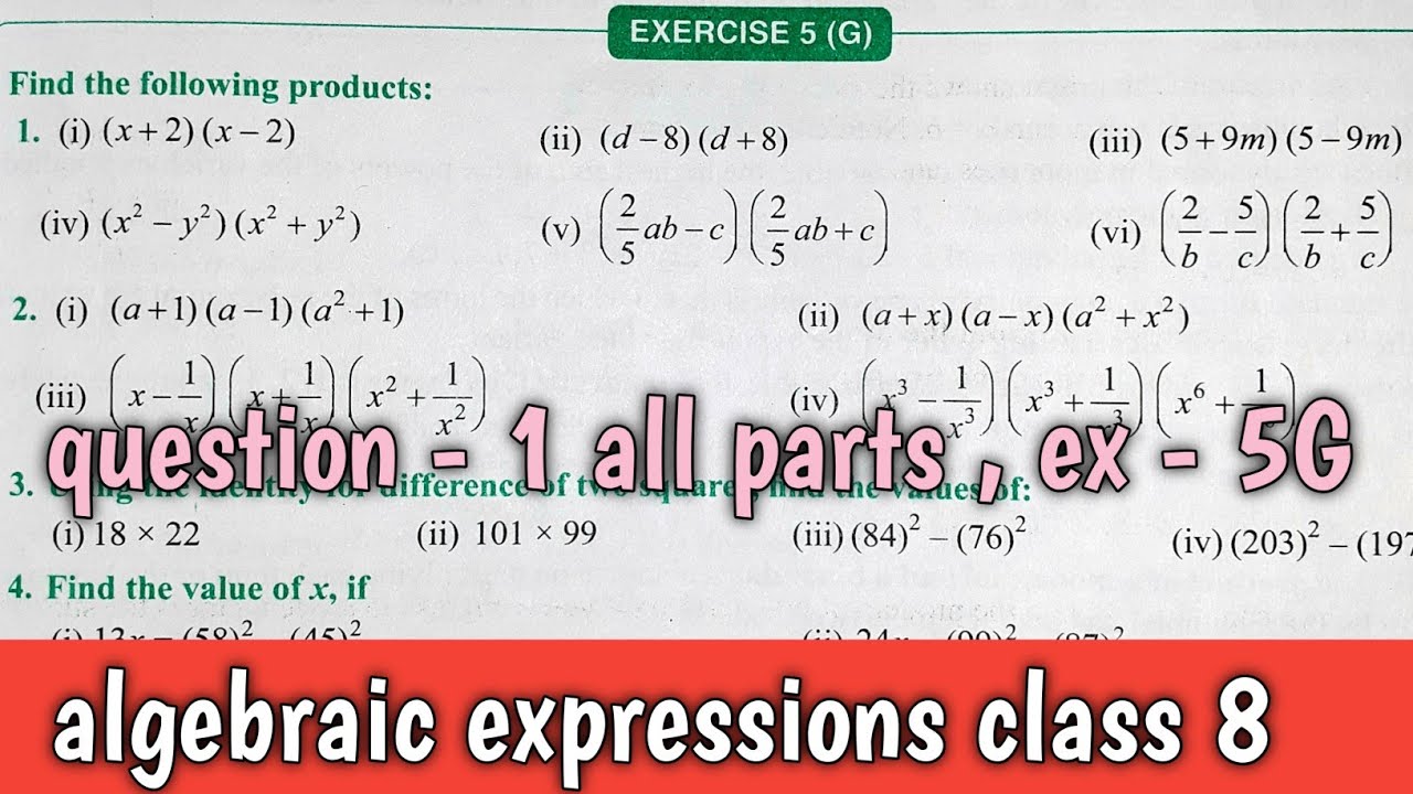 Question 1 All Parts Exercise 5F Class 8th Maths S Chand Maths Question 1 All Parts Exercise 5F Class 8th Maths S Chand Maths