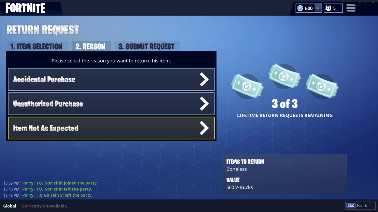 How to Refund Skin, Harvesting Tool, Glider, Emote Fortnite Battle ...