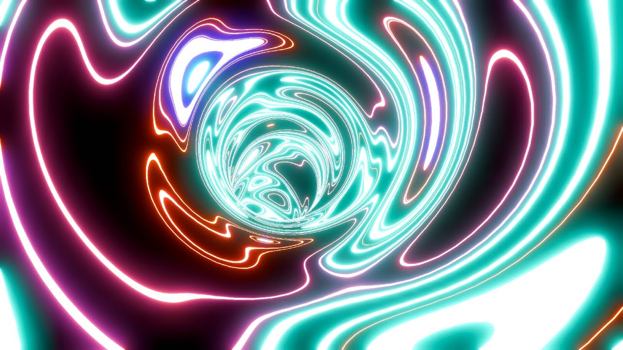 Neon Abstract Animation Lights Round Waves Slow Motion 4K Background ...