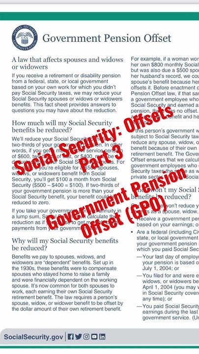 PART 3/5: Government Pension Offset (GPO) - Social Security Offsets - YouTube