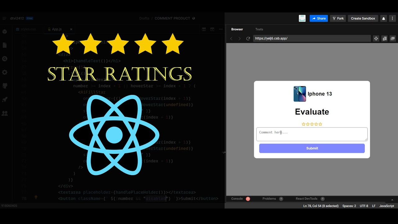 Star Ratings Component in ReactJS - YouTube