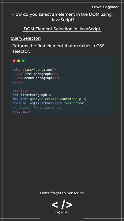 JavaScript Interview Question: DOM Element Selectors #javascript #js #javascriptinterview - YouTube