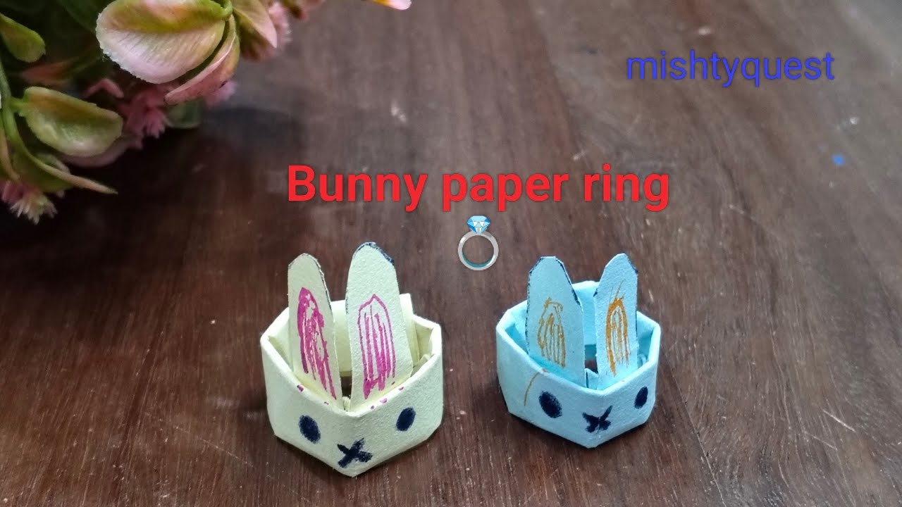 Bunny paper ring 💍|Origami rabbit ring| How to make ring with paper ...