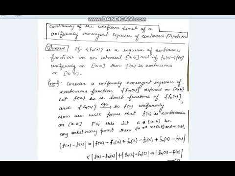 continuity of the uniform limit of a uniformly convergent sequence of ...
