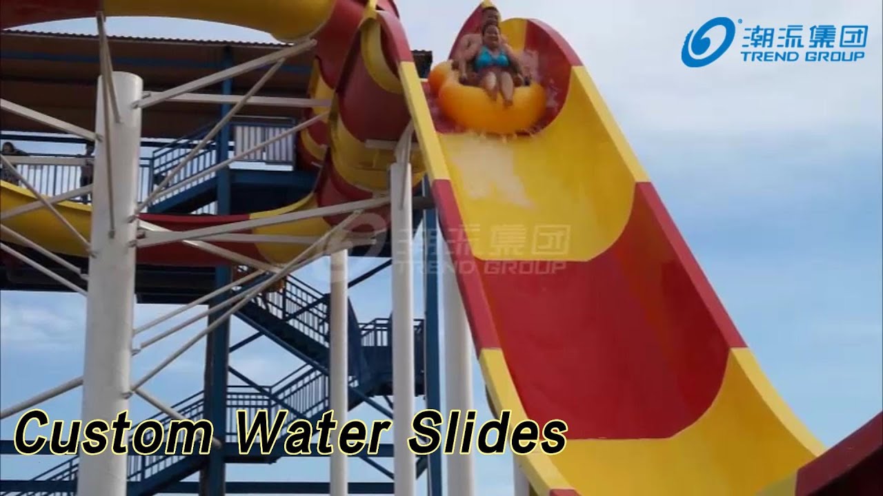 Amusement Custom Water Slides Rainbow Outdoor With Swimming Pool - YouTube