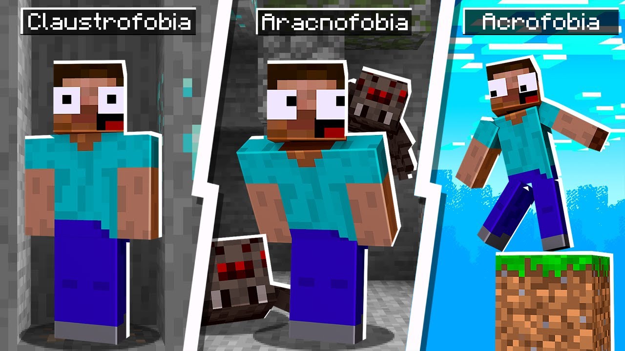 TIPOS DE FOBIAS REPRESENTADAS NO MINECRAFT - YouTube