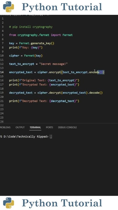 Encrypt Text With Python Python Tutorial Youtube