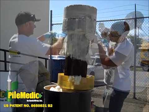 Repair of Timber Pile With Concrete Cap using PileMedic - YouTube