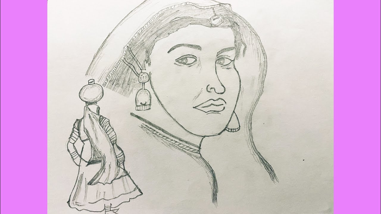 Beautiful village lambada women pencil sketch drawing/how to draw ...