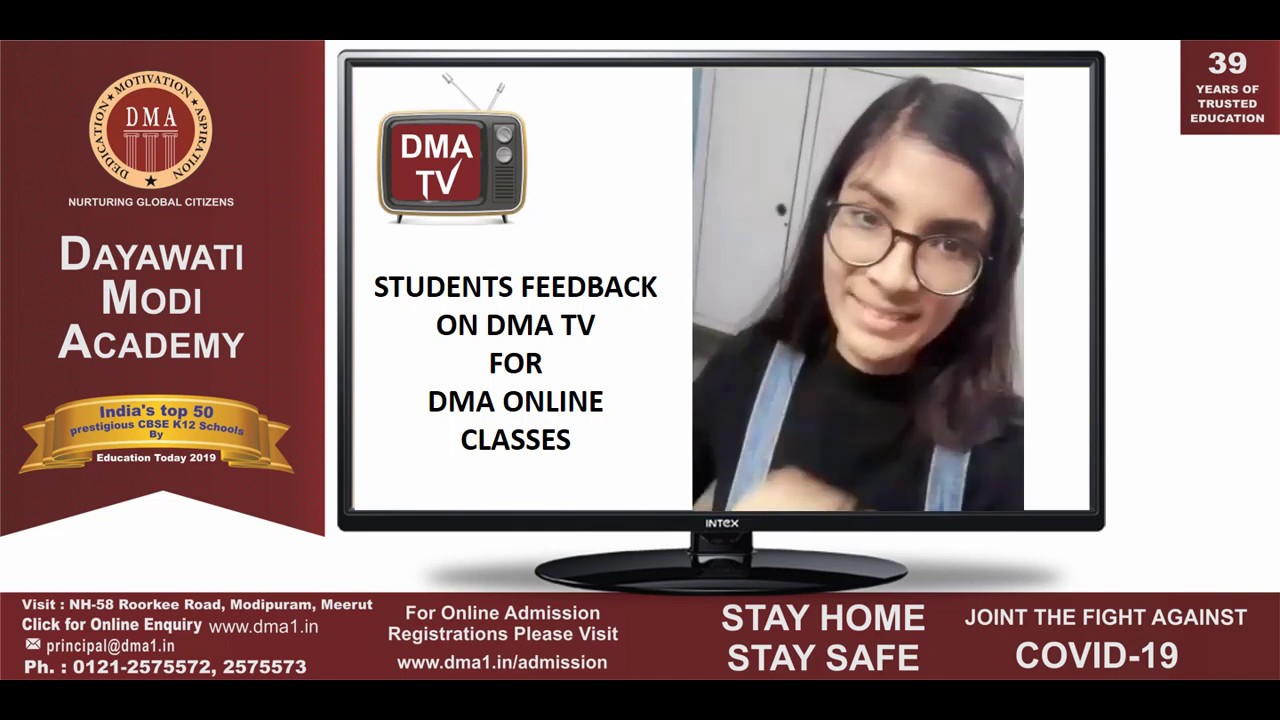 Dayawati Modi Academy Student Appreciating Online Classes on DMA TV ...