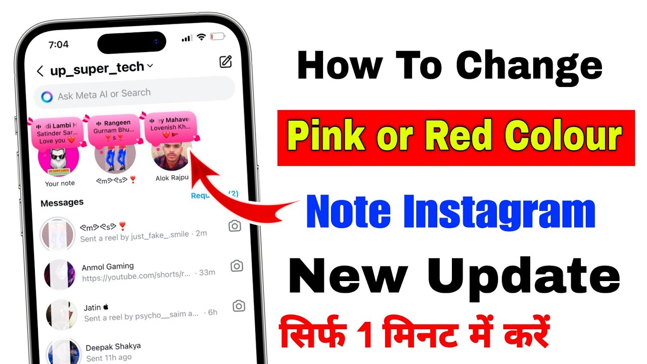 📲 How to change instagram notes color to red pink 2026 | Note color ...