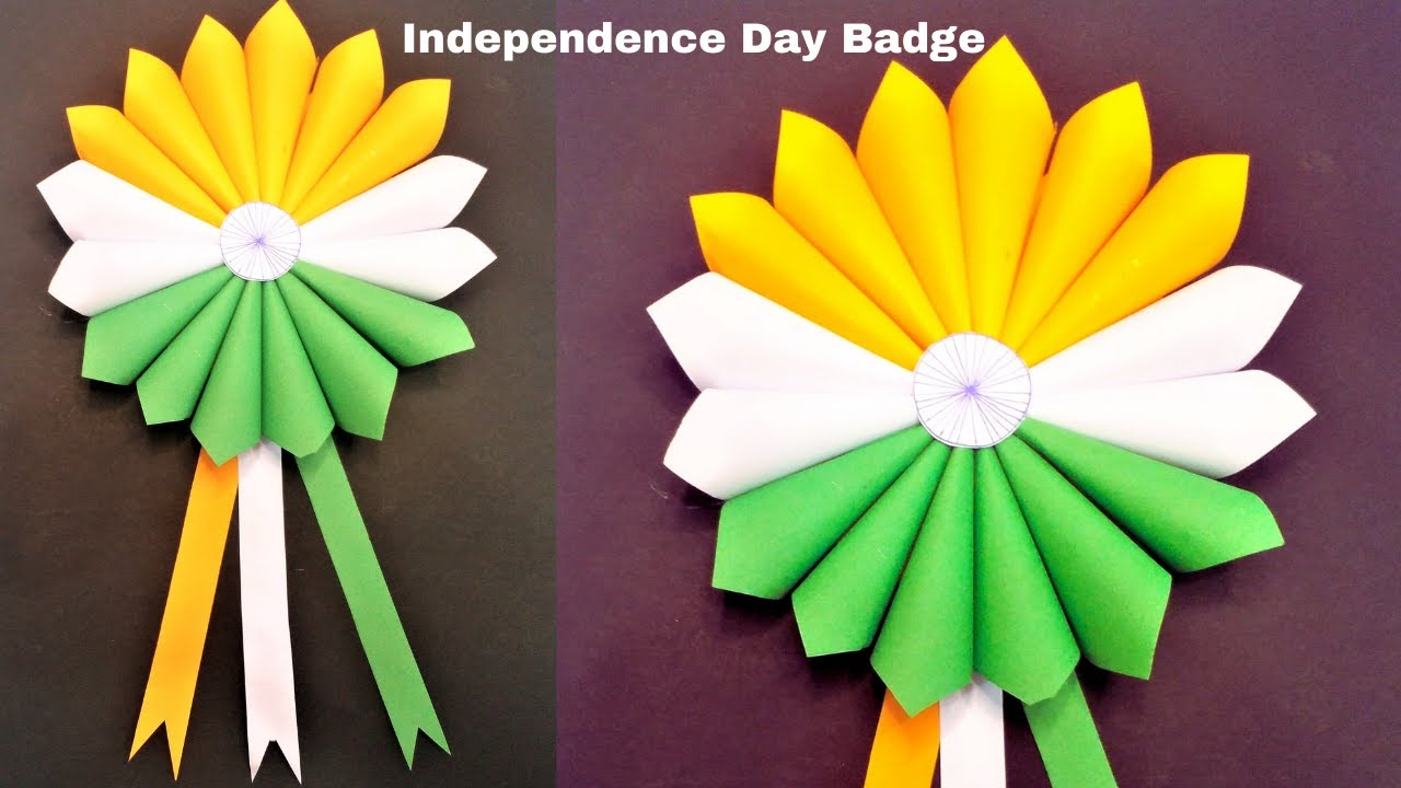 DIY| Independence day badge making| How to make India's tricolor badge ...