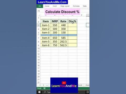 Calculate discount percent on MRP in Excel | How to calculate a percent ...