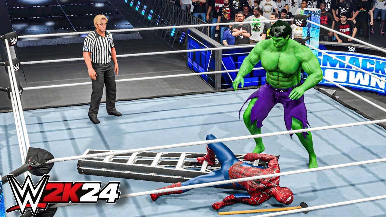 WWE 2K24 - HULK VS SPIDERMAN - EPIC BATTLE - YouTube