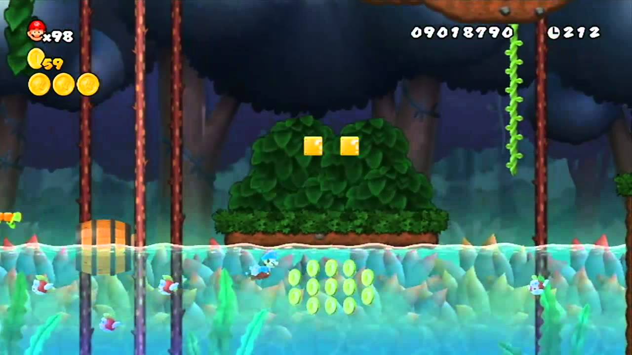 Newer Super Mario Bros. Wii Hardmode 1-3 Springwater Swamp - YouTube