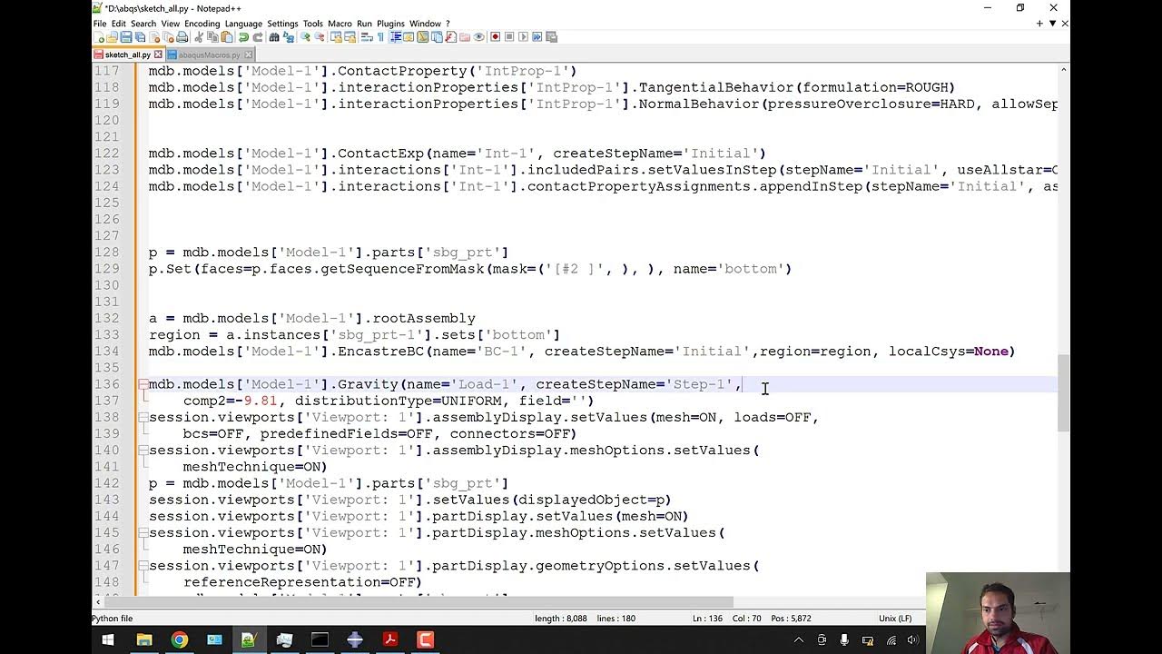 ABAQUS interactions, boundaries, mesh and job submission using Python scripting and Macro ...