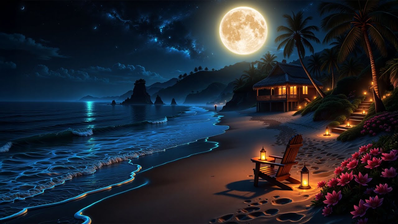 Ocean Waves At Night For Deep Sleep Instantly, Relaxation & Stress ...