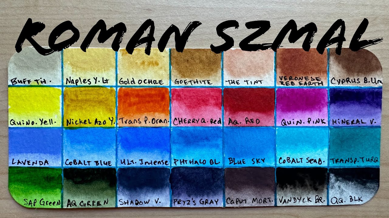 Roman Szmal watercolor palette set up, tour, review, swatching ...